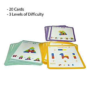 Cutie Pie Toys Blocks Stacking Game, 3D Puzzle and Problem Solving, 20 Pattern Activity Cards, 13 Shapes, for Toddlers & Preschoolers, Ages 1+