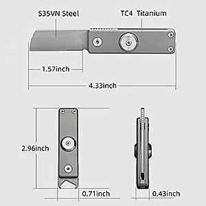 NHDT SW806 Mini Titanium Handle Steel Blade Folding Pocket Knife EDC Camping Knife With Bottle Opener, Ultralight, and portable knife only 2.07OZ.