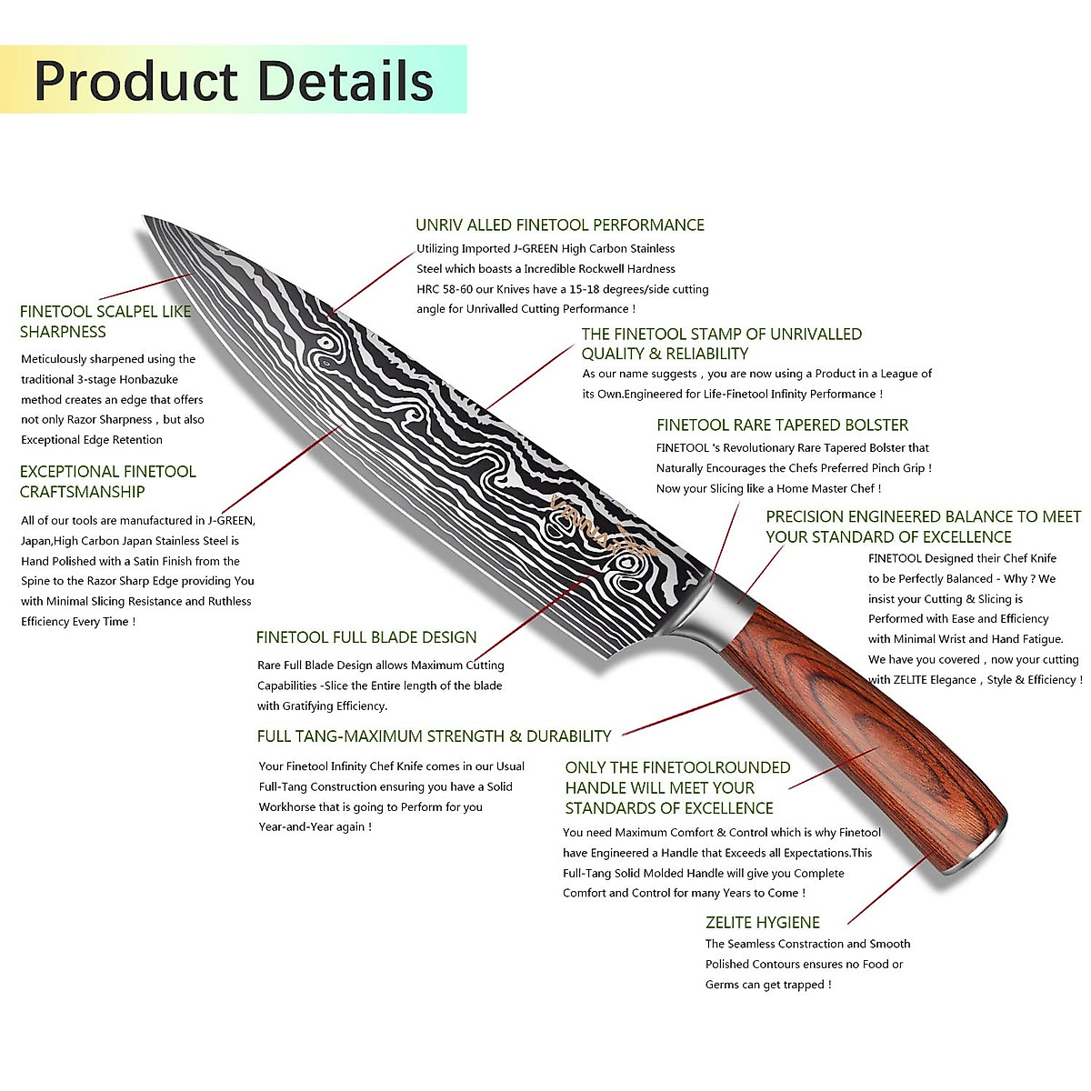 VINNAR Chef Knife Set, 5 Pieces Japanese Kitchen Knife Set, Super Sharp Stainless Steel Blade with Pakkawood Handle, Professional Chef's Knives for Home Kitchen and Restaurant