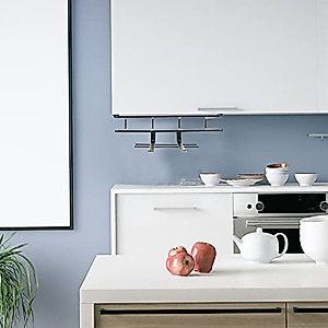 Luxshiny Under Cabinet Cutting Board Rack Stainless Steel Pot Lid Chopping Board Hanging Rack Pan Cover Holder Kitchen Storage Shelf Cabinet Organizer for Kitchen Black