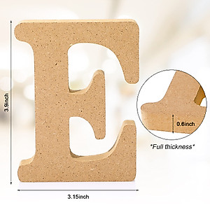 4 Inch DIY Wooden Letters for Crafts Easter Alphabet Letters for Table Decoration Paintable Decorative Letters Standing Letters Slices Sign Board Decoration for Craft Home Party Projects (E Style)