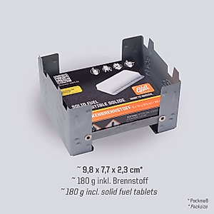 Esbit Ultralight Folding Pocket Stove with Six 14g Solid Fuel Tablets steel, Small - Original