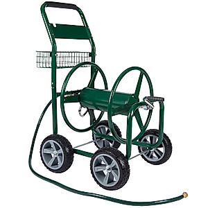Tools Industrial Hose Reel Cart, Garden Heavy Duty Hose Reel Cart with 4 Solid Wheels Lawn Watering Outdoor Yard Water Planting，Holds 300-Feet of 5/8" Hose Capacity