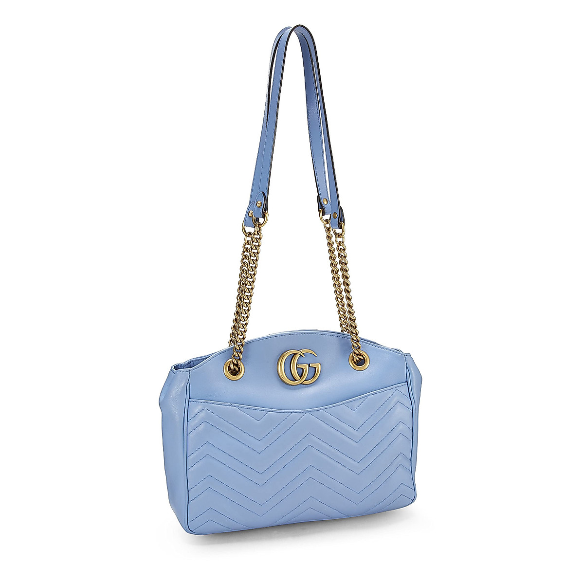 Gucci, Pre-Loved Blue Leather GG Marmont Tote, Blue