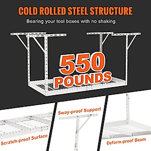 VEVOR Overhead Garage Storage Rack, 3x6 Garage Ceiling Storage Racks, Heavy Duty Adjustable Cold Rolled Steel Racks for Garage Storage, Organization, 550 lbs Load Capacity, 22''-40"