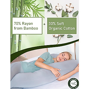 MISERRO Pregnancy Pillows for Sleeping Cooling, Bamboo Rayon Cotton Blend Pregnancy Pillow, Soft Full Body Maternity Pillow, Pregnancy Must Haves (Gray, 57inches)