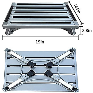 FLSEPAMB RV Step, Aluminum Folding Platform Step,RV Step Stool with Non-Slip Rubber Feet, Non-Slip Gripper Strips, Grip Handle, RV T Level, More Stable Supports Up to 1000 lbs