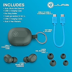 JLab JBuds Mini True Wireless Bluetooth Earbuds + Charging Case, Sage, IP55 Sweat and Dust Proof, Bluetooth Multipoint, Be Aware Audio, 3 EQ Sound Settings, Crystal Clear Calls