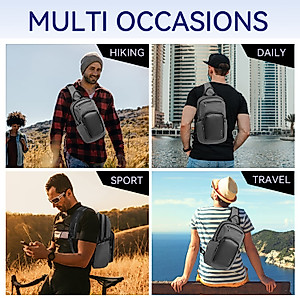 Tfro & Cile Sling Bag for Men Crossbody Bags Shoulder Backpacks Casual Daypack Bag Chest Backpack for Hiking Ridding Climbing