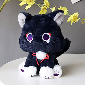 eamve 9inch Genshin Impact Cat Plush Toy,Scaramouche Wanderer Cat Plush Stuffed Animal Plushies,Cute Genshin Impact Cat Plush Doll Stuffed Toy,Soft Scara Cat Plush Pillow for Kids Plush Figure Gift
