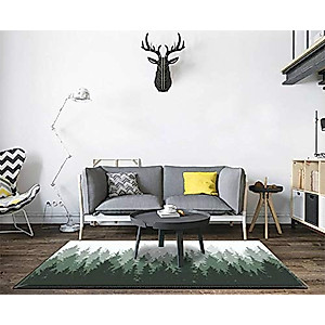 Home Area Runner Rug Pad Forest, Nature, Landscape Evergreen coniferous Trees Pine, Spruce, Thickened Non Slip Mats Doormat Entry Rug Floor Carpet for Living Room Indoor Outdoor Throw Rugs