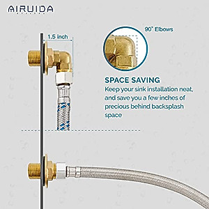 Airuida Installation kit for Wall Mount Commercial Sink Faucets Connector Set Stainless Steel Commercial Kitchen Prep Utility Sink G1/2" Male 90 Degree