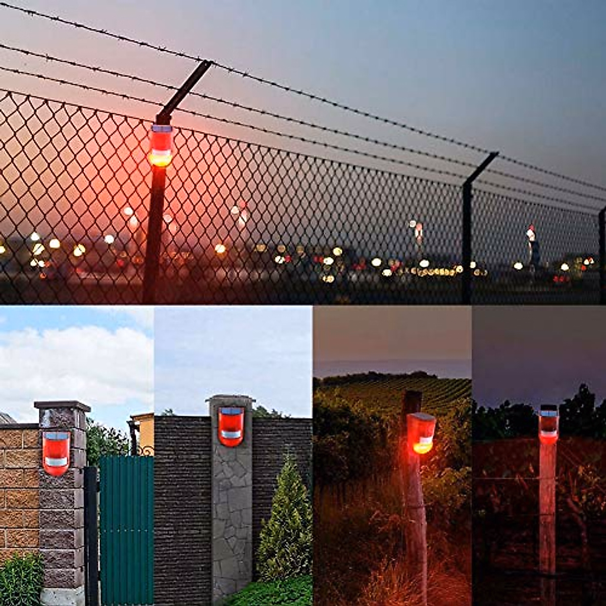 Solar Security Light Alarm,2 Pack IP65 Waterproof PIR LED Motion Sensor Flashing Light Lamp,Built in Battery,Energy Saving Warning 110dB Loud Siren Solar Light for Home Flashing Outdoor