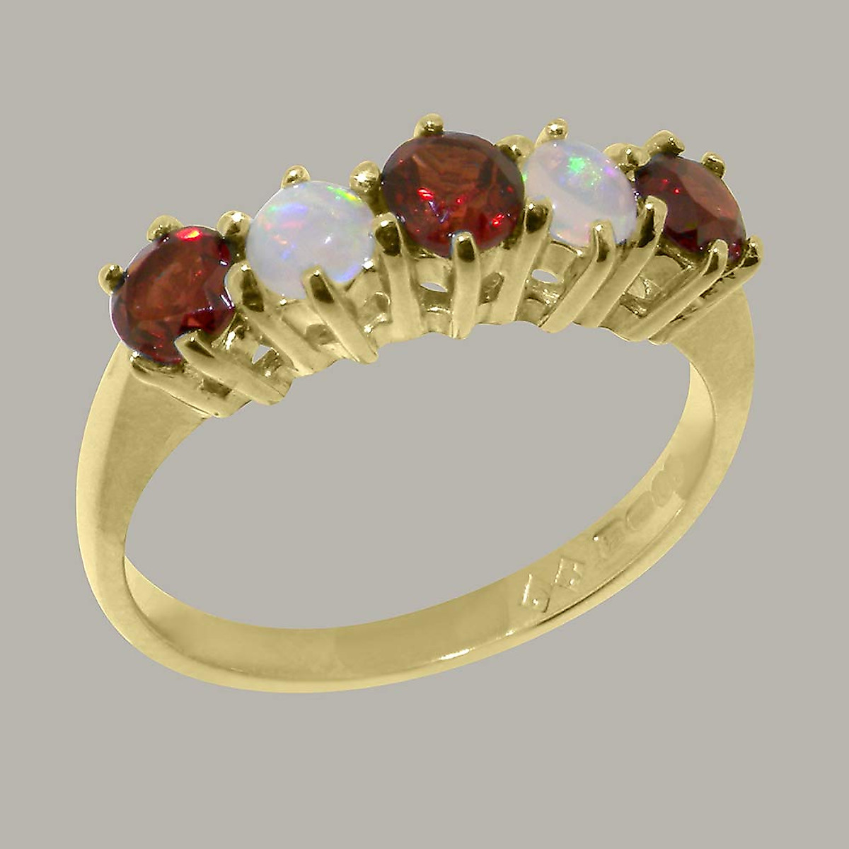 LetsBuyGold 14k Yellow Gold Natural Garnet & Opal Womens Eternity Ring - Size 10
