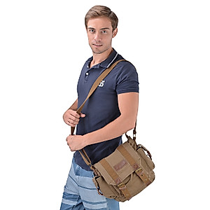 Gootium Canvas Messenger Bag - Small Vintage Shoulder Purse Crossbody Satchel, Olive Brown