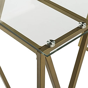 Safavieh Home Office Theresa Modern Gold Glass Top Desk