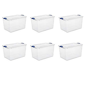 Sterilite 66 Quart Latch Box- Blue Eclipse, Set of 6
