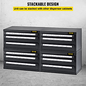 VEVOR Drill Bit Dispenser Cabinet, Three-Drawer Drill Bit Dispenser, Drill Bit Organizer Cabinet, Drill Dispenser Organizer Cabinet for Jobber Length Fractional Size 1/16" to 1/2" in 1/64" Increments