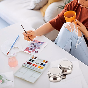 Leopacat Paint Brush Washing Bucket, Steel Leak Proof Washer Artist Cleaning Airtight Bucket with Removable Filter Screen Double Dipper Container for Student Painter Acrylic Oil Watercolor Painting