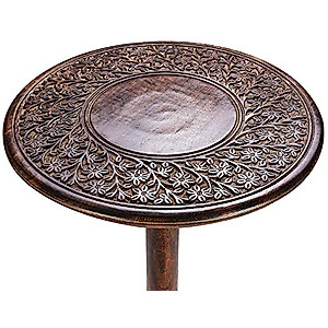 Coffee Table Wooden with Single Pillar, Wooden End Table, Small Table, Night Stand, Desk Side Table, Bedside Table, Entry Table, Living Room Side Table for Magazines, Books & Plants-18x22 Inch Burnt