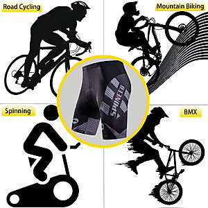 sponeed Mens Biking Shorts with Padding Gel Road Bike Tights Padded Cycling Pants US Medium Gray
