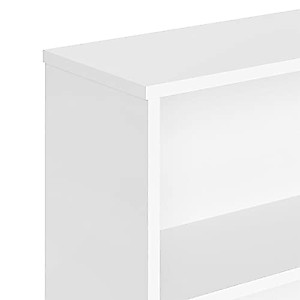 Topeakmart Over The Toilet Storage with 2 Doors & Adjustable Shelf, Free Standing Toilet Rack, Home Space-Saving Furniture with 2 Upper Open Compartments, L25xW8xH77 Inches, White