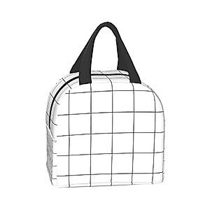 White Checkered Bags, Reusable Snack Bag Food Container For Boys Girls Men Women School Work Travel Picnic Waterproof Outdoors Game Handbags For Adults