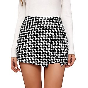 Milumia Women's Asymmetrical Wrap Skirts High Waisted Slit Hem Skort Shorts Black and White