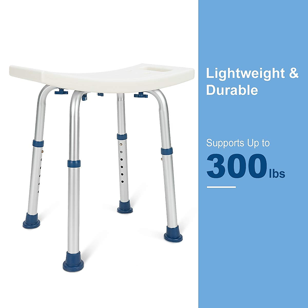 Zler Shower Chair, Adjustable Shower Seat 300lb, Medical Tool Free Shower Chair for Bathtub, Heavy Duty Shower Stool, Bath Seat Bench for Elderly, Senior, Handicap, Disabled