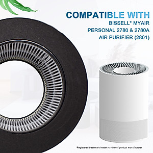 ADDFRESH - Replacement Filter Bundle Compatible with Bissell MYair 2780a 2780 and 27809 Personal Air Purifiers - Compare to My Air Part 2801-3-in-1 HEPA and Activated Carbon Filters (2 Pack)