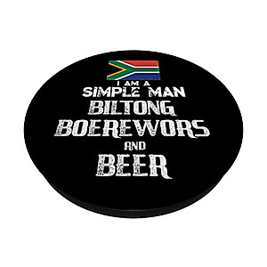 South African Biltong Boerewors and Beer Saffa Black Funny PopSockets Grip and Stand for Phones and Tablets