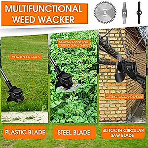 Weed Wacker, Electric Weed Wacker Cordless Trimmer, Retractable and Foldable Home Weed Eater Brush Cutter, Portable Battery Power Rechargeable Handheld Lawn Mower for Lawn, Yard, Garden