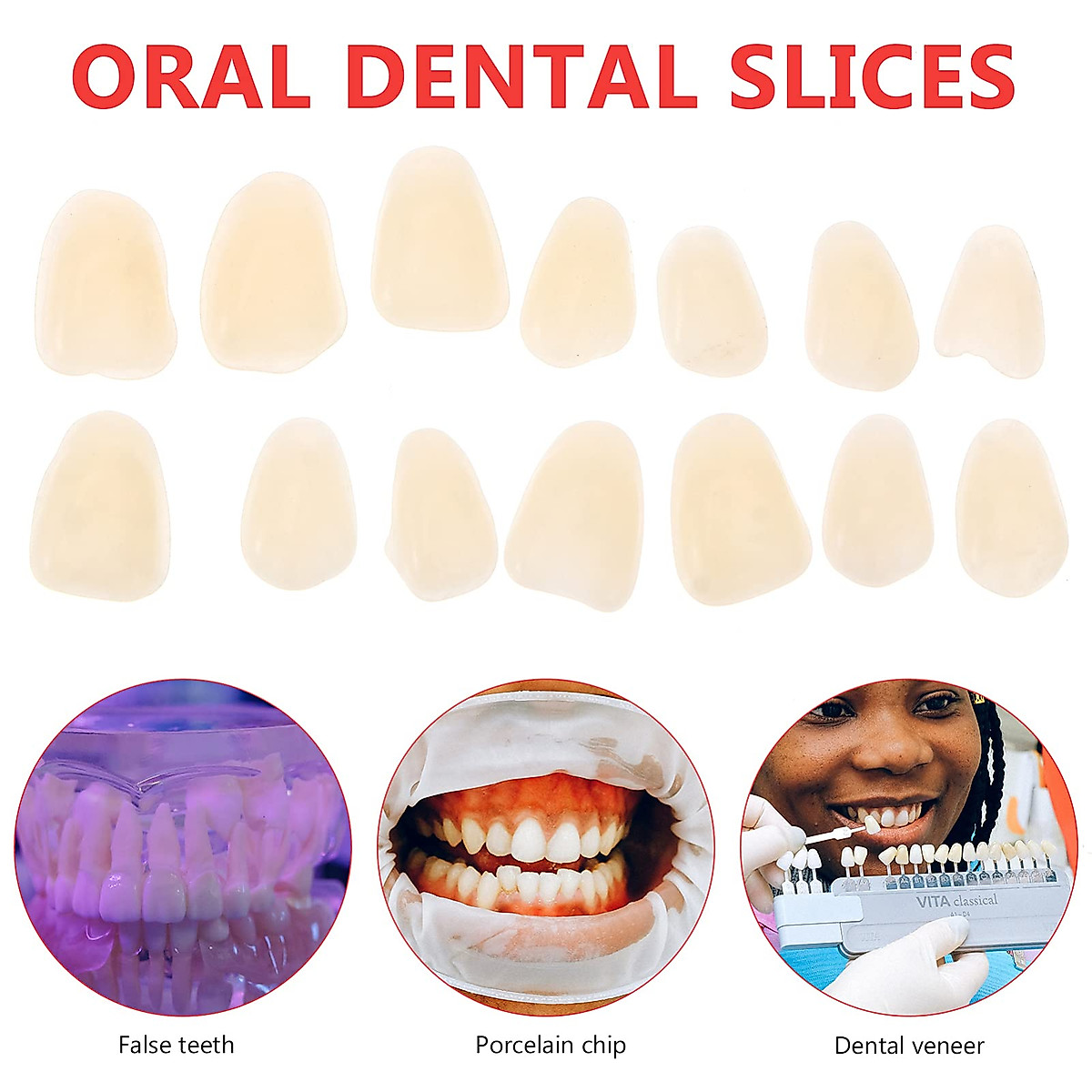 EXCEART Teeth Veneer 100 Pieces Artificial Resin Tooth Fillings Temporary Veneer Tooth Replacements Tooth Repair Supply