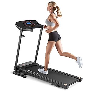 Goplus Electric Folding Treadmill, Adjustable Incline and Low Noise Design, with LCD Display and Heart Rate Sensor, Compact Running Machine for Home Office Apartment Black