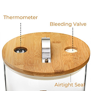 Tlence 5L Glass Rice Dispenser, Cereal Container with Bamboo Stand, Large Airtight Food Storage Bin, Rice Organization Tank with Measuring Cup for Grain Coffee Beans Dry Food