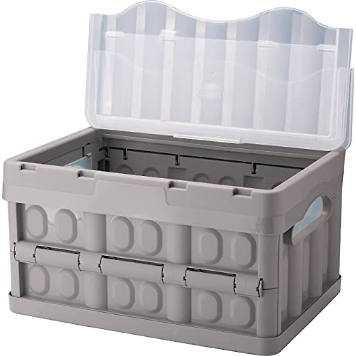 Collapsible and Foldable Plastic Storage Bins Containers. Stackable Organizer Storage Box and Utility Crates for your Home and Vehicle (S, w/ Lid)