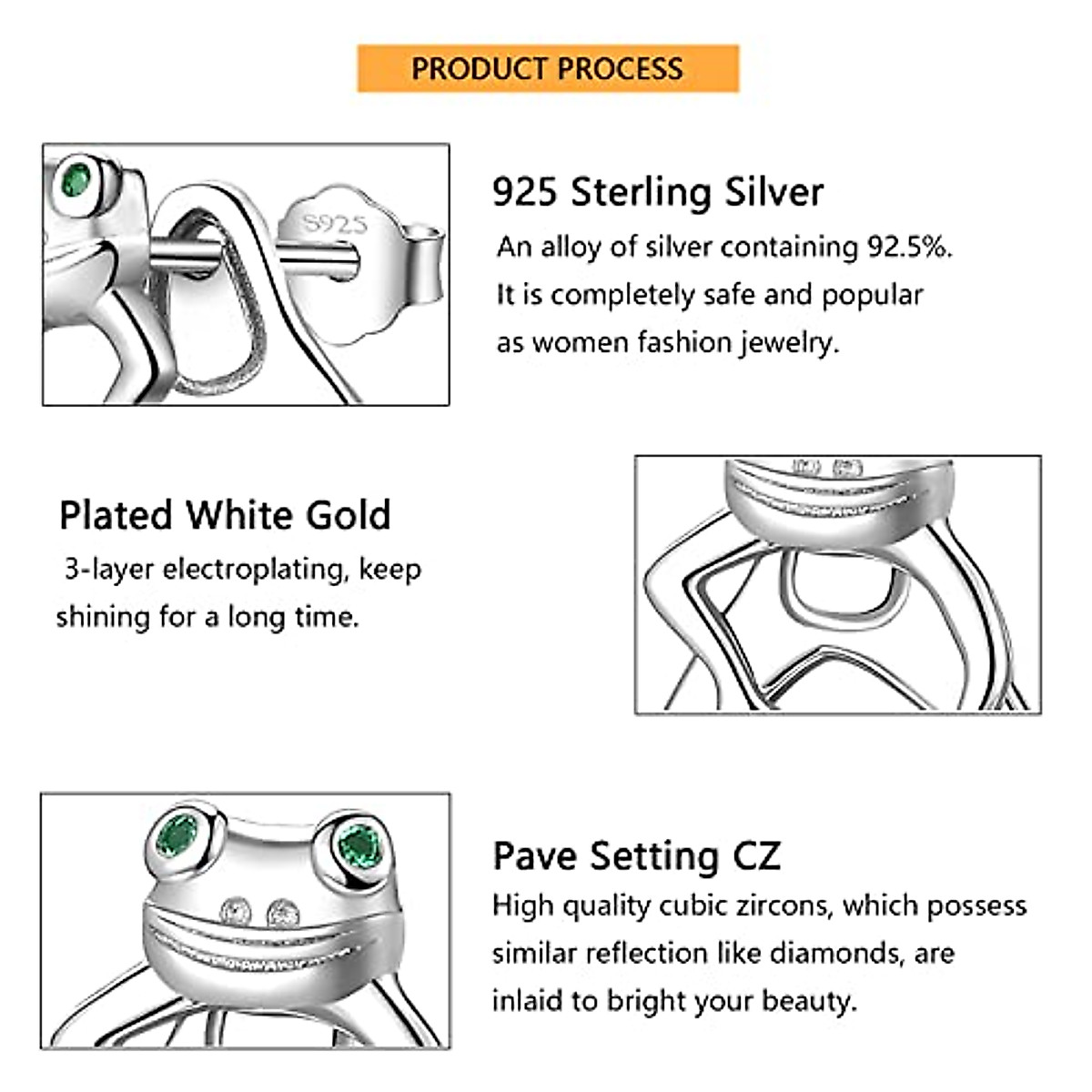 Frog Earrings for Women 925 Sterling Silver Fun Cute Two Way Frog Stud Earrings Jewelry Gift