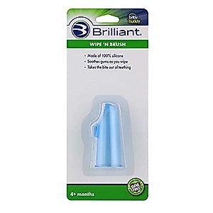 Brilliant Wipe N Brush by Baby Buddy, Silicone Toothbrush, Cleaner for Infants 4-16 Months Old, Use with Dental Wipe, Infant Oral Cleaning Products, Baby Registry Must Haves, Travel Accessories, Blue