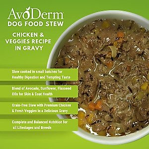 AvoDerm Chicken with Vegetables Stew Recipe for Dogs 13oz, case of 12 cans