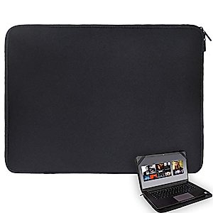 17 17.3 17.4 inch Laptop Sleeve Black Water-Resistant Neoprene Notebook Computer Briefcase Carrying Bag/Pouch Cover with 4 Elastic Bands for Acer/Asus/Dell/Lenovo/HP/Toshiba/MSI