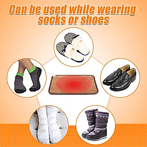 Heated Floor Mat - Foot Warmer Under Desk, 11.8x19.7in Heated Feet Rest for Home Office Desk, Winter 110V Electric Heating Pad with 3 Timers & 10 Adjustable Temperature