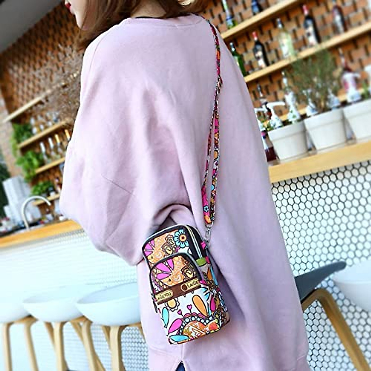 FONTSIME Phone Purse Small Crossbody Bag Mini Lightweight Leather Cell Phone Pouch Shoulder Bag with Strap for Women