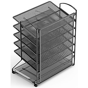 Simple Houseware 6 Tier Desktop Document Letter Tray Organizer, Black - 2 Pack