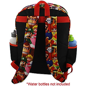 Super Mario Boys Girls 5 piece Backpack Lunch and Snack Bag School Set (One Size, Multicolor)
