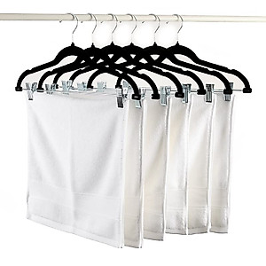 MANZOO Pants Hangers Skirt Hangers Velvet Hangers with Clips Pant Hangers with Clips Skirt Hangers, 20PACK Black