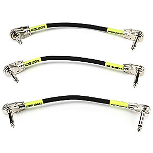 Ernie Ball Patch Cable 3-Pack, Flat Angle/Flat Angle, 6in, Black (P06059)