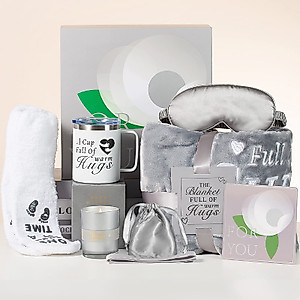 Get Well Soon Gifts for Women, Care Package Self Care Gifts Basket for Sick Friends, Sending Hugs Gifts for After Surgery, Thinking of You Gifts with Sympathy Blanket, Candle, Coffee Mug