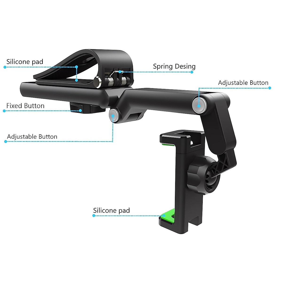 Rotatable and Retractable Car Phone Holder - 2024 New 1080° Multifunction Sun Visor Universal 360 Rotating Cell Phone Holder Mobile Mount for Vehicle Rear View Mirror (A1)