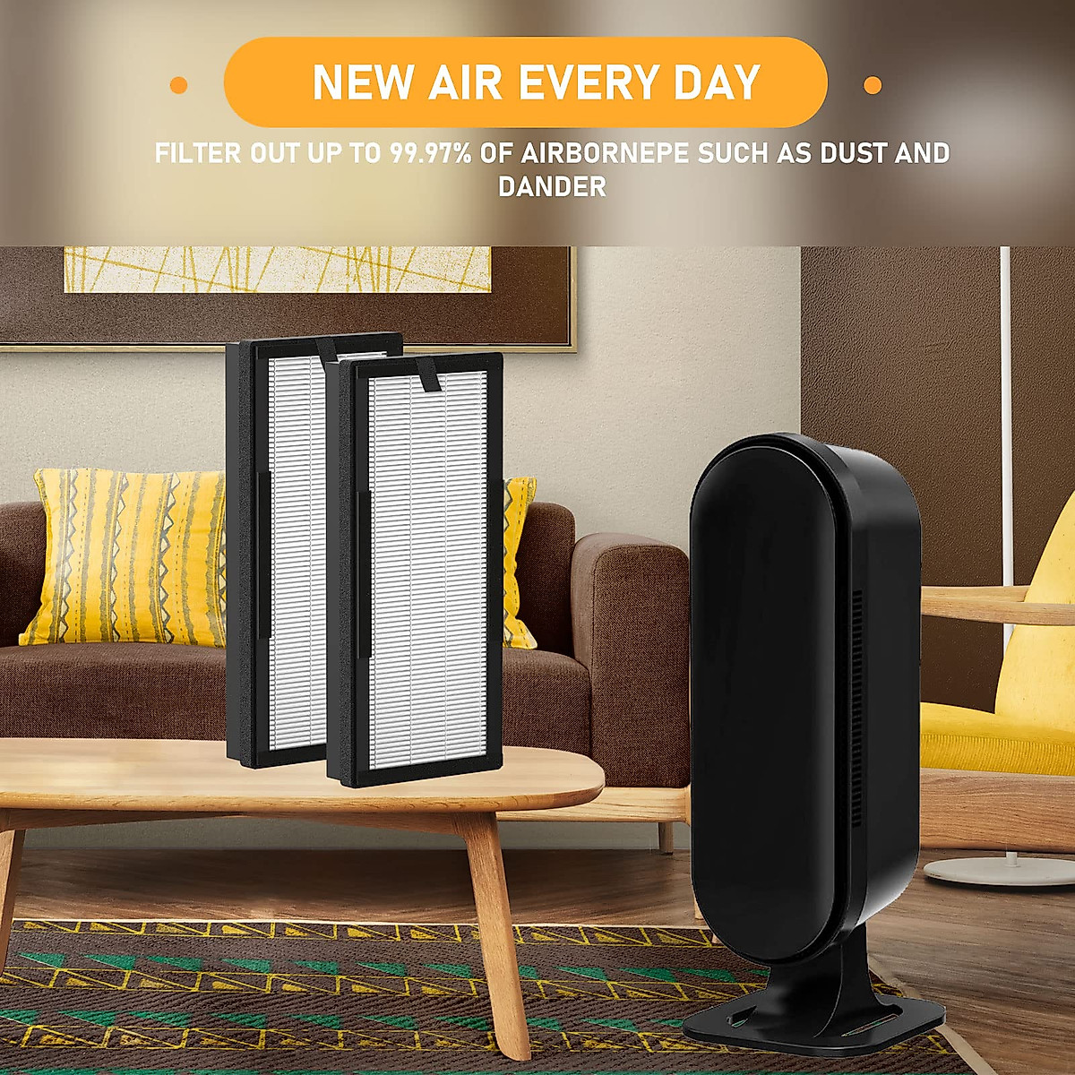 Allisfresh 8000 Elite Pro True HEPA 8000 Replacement Filters Compatible with VEVA 8000 Elite Pro Series Air Cleaner Purifiers, 4 True HEPA Filters Only