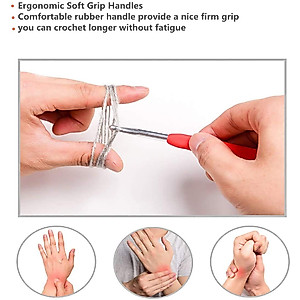 YOKER 14 Sizes Crochet Hooks Set,2mm(B)-10mm(N) Ergonomic Crochet Needles with Case Soft Grip Handles Yarn for Arthritic Hands, Extra Long Crochet Needles Kit (14 Sizes Crochet Hooks Set)